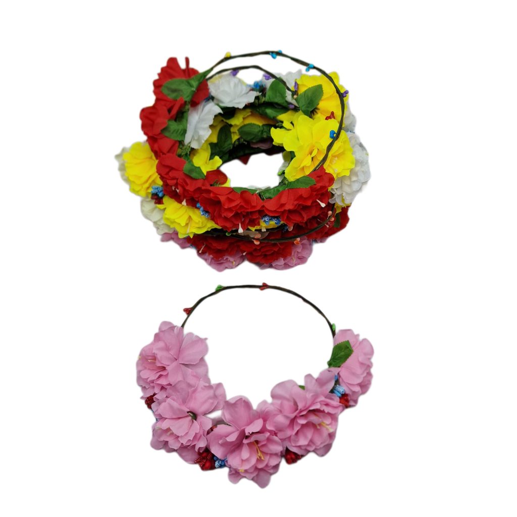 Bentiță cu 5 flori artificiale colorate 12/set – DecoToys.ro